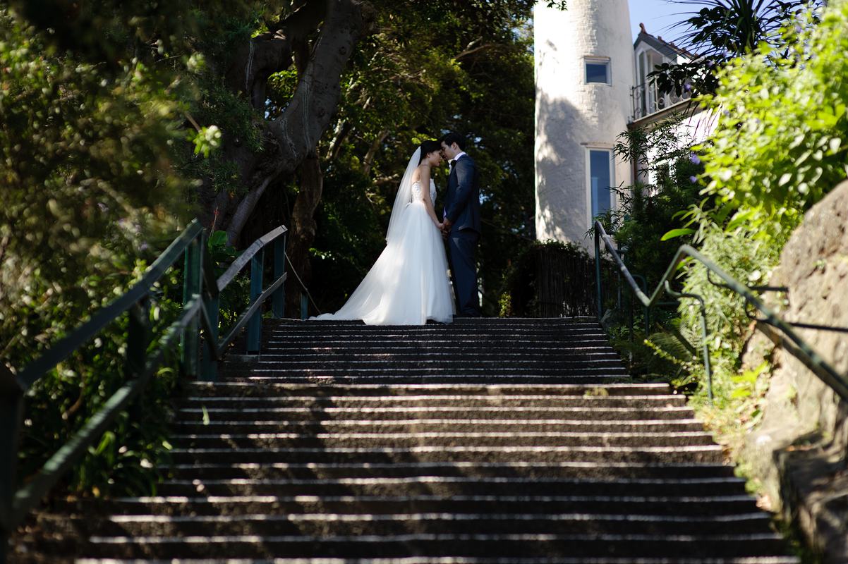 Free Photo: Married Couple Standing on the Stairs