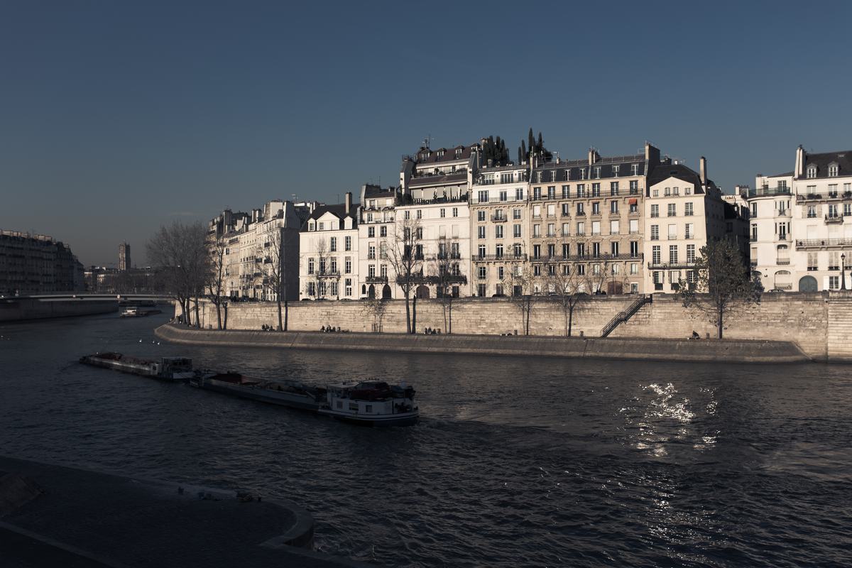 Free Photo: Sunny Facades of Old Buildings Along the Embankment
