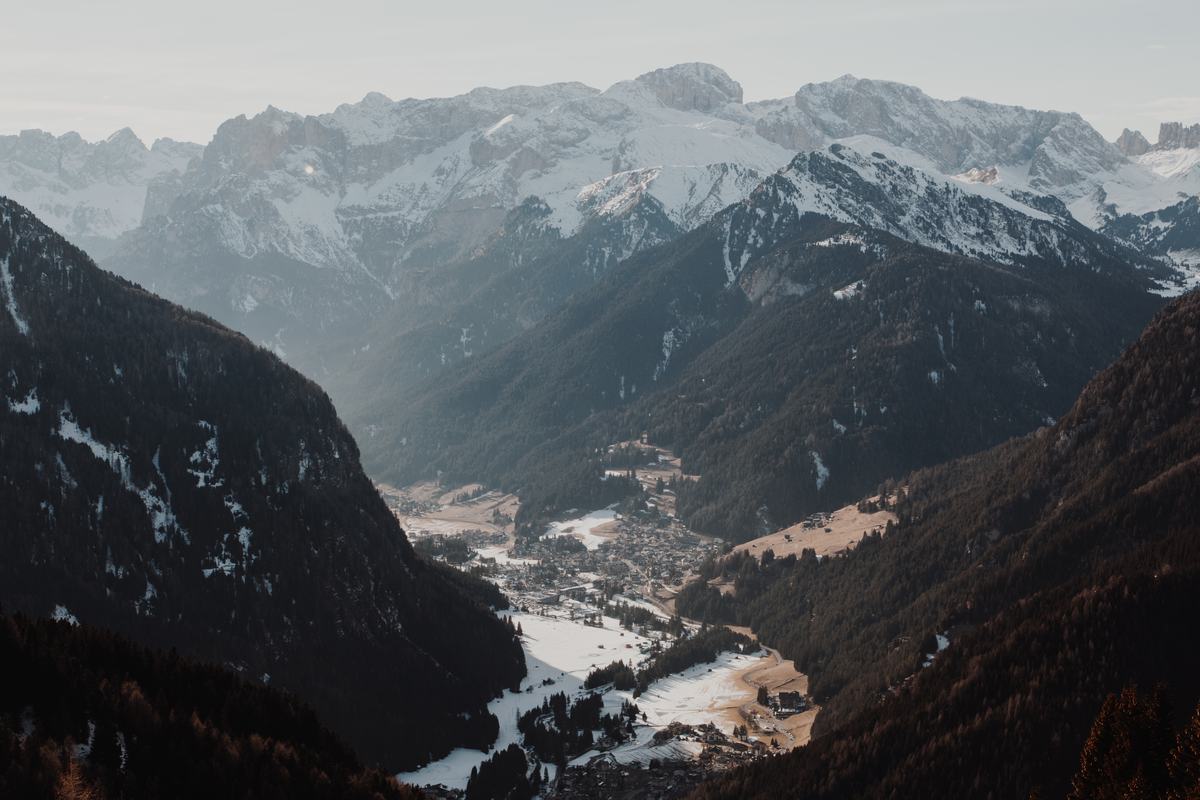 Free Photo: Winter Snow Mountain Valley with Village
