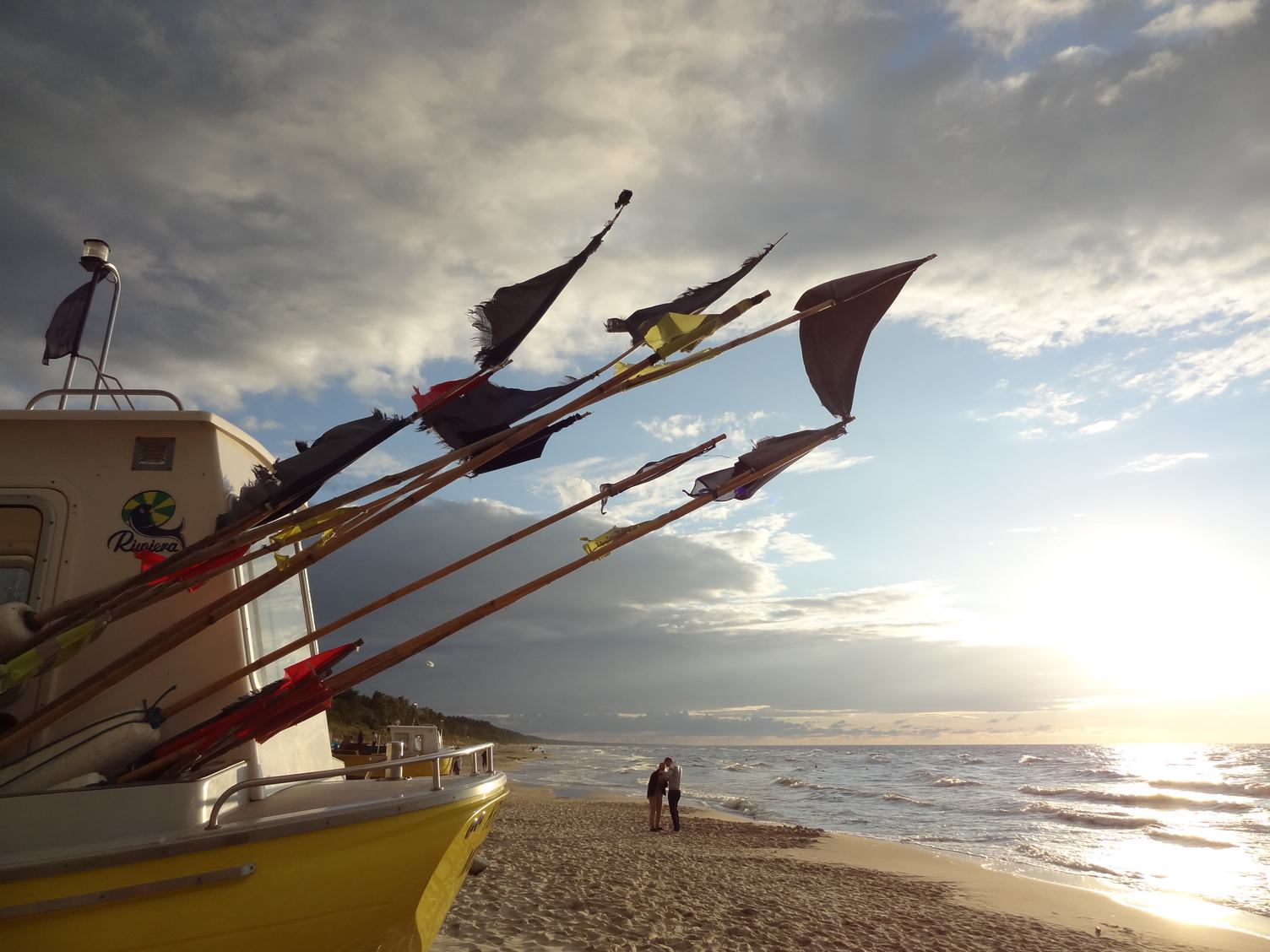 Free Photo: Fishing Boat on the Beach Sunset