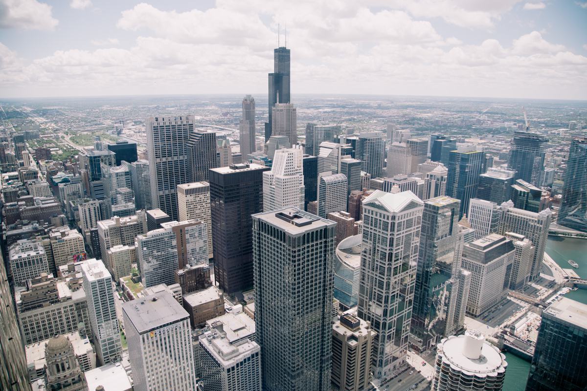 Free Photo: Aerial View of Chicago Downtown