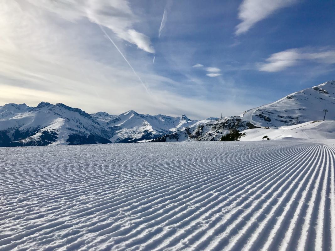 Free Photo: Perfectly Groomed Fresh Ski Piste