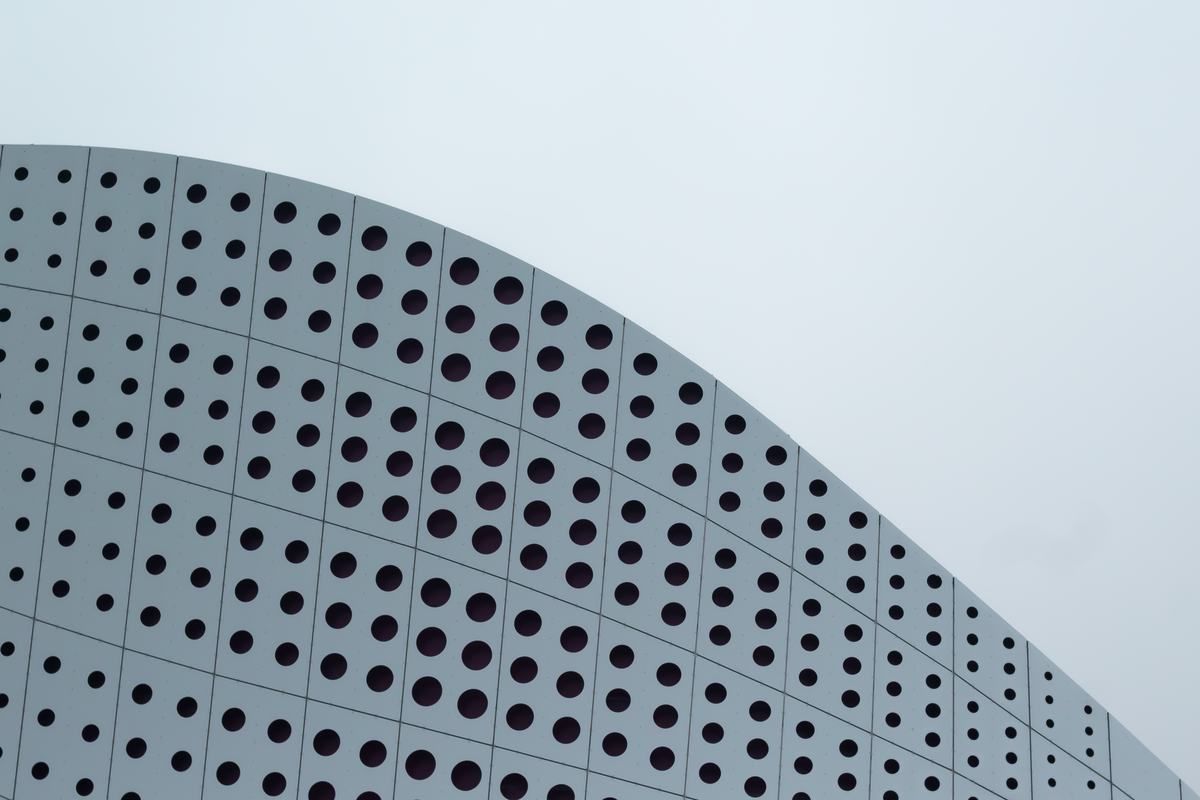 Free Photo: Abstract Facade of Modern Building with Circle Hole