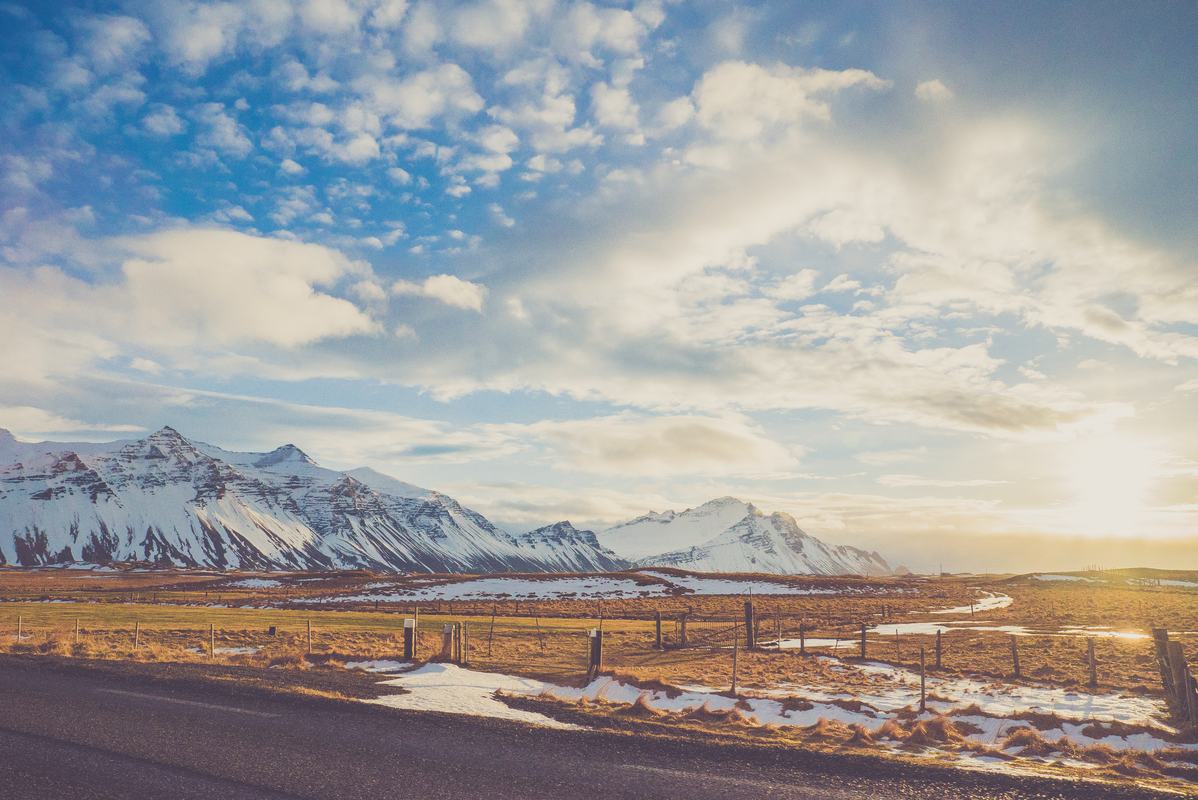 Free Photo: Warm Winter Sunrise on Cloudy Morning in Snow Covered ...