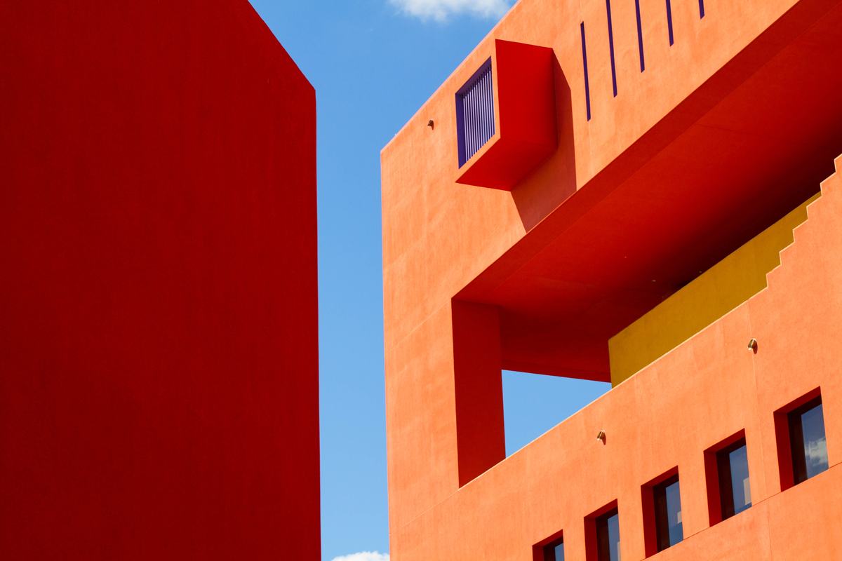 Free Photo: Orange Facade of a Modern Building