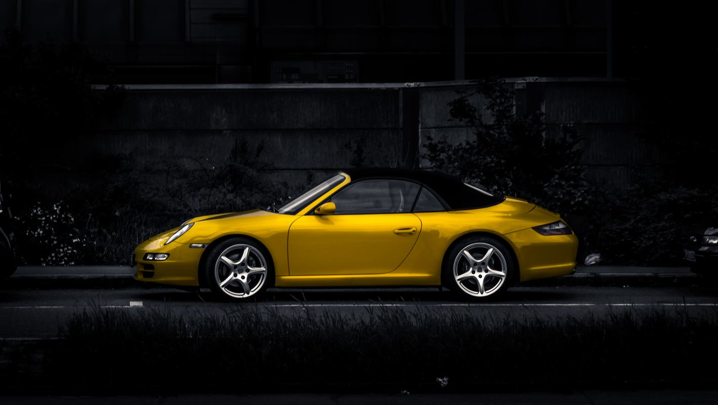 Yellow Car Black Background