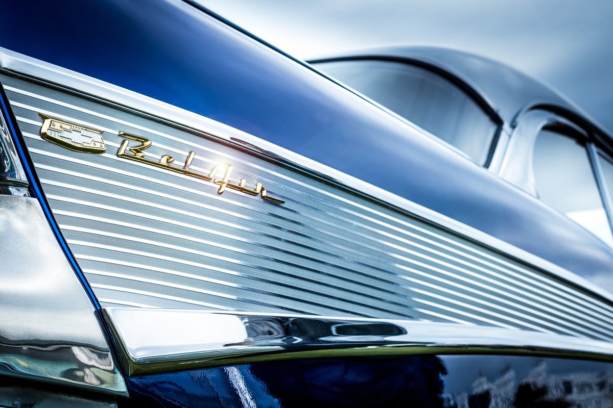 Free Photo: Side View of Shiny Blue Vintage Chevrolet Car