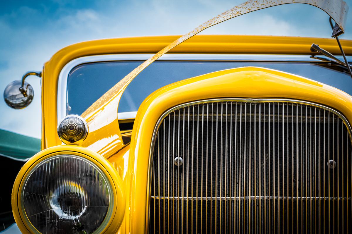 Free Photo: Yellow Custom Car Closeup