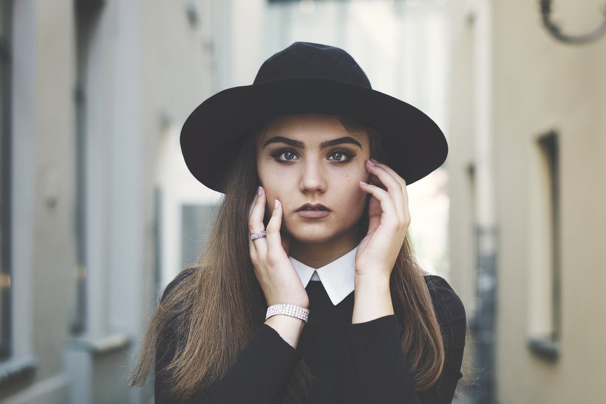 Free Photo: Outdoors Portrait of Young Brunette Woman Looking at Camera