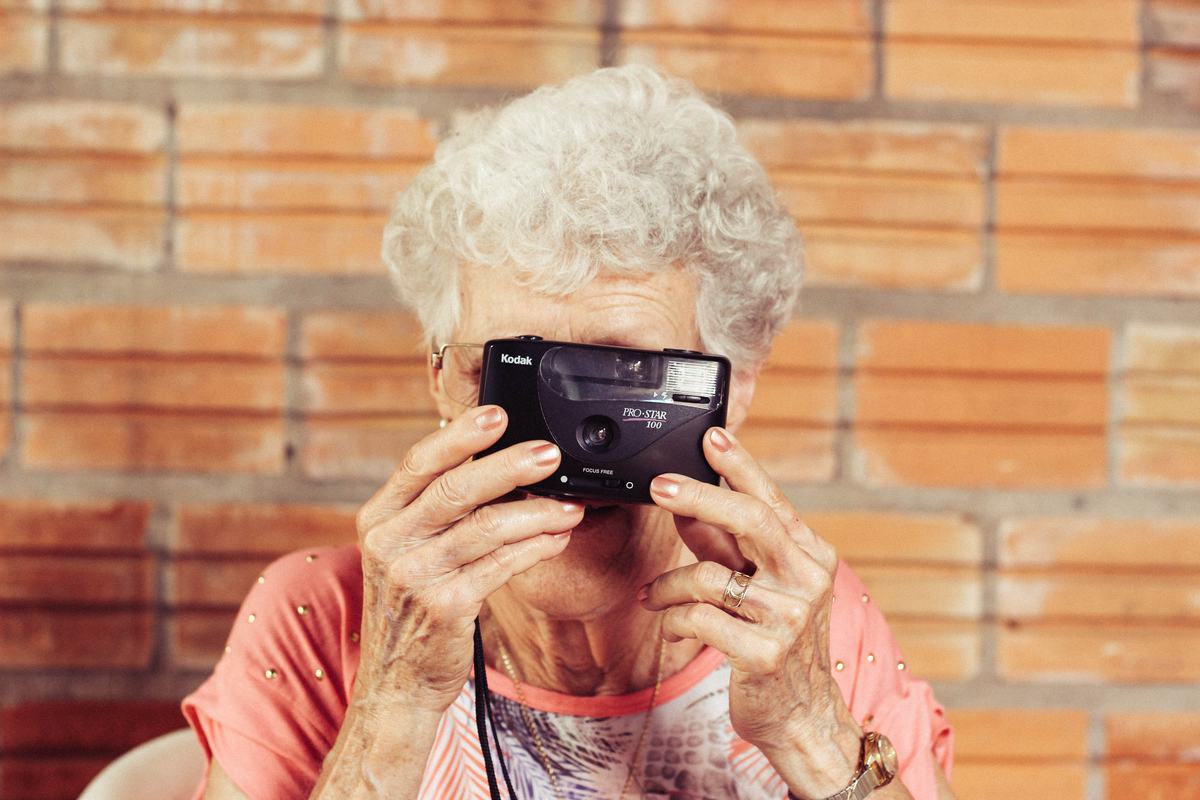Free Photo: Old Lady Taking a Picture with Her Analog Camera